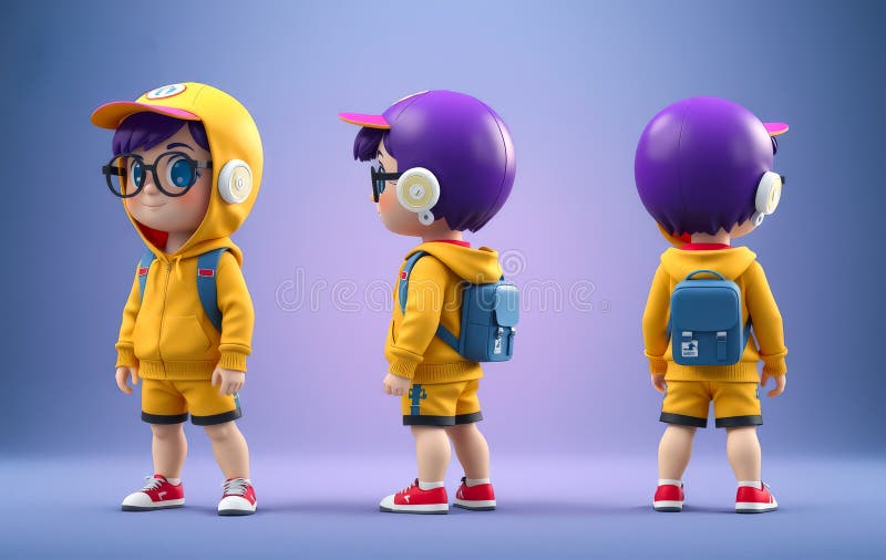 Cartoon Character Wearing Yellow Jacket Backpack Stock Photos - Free ...