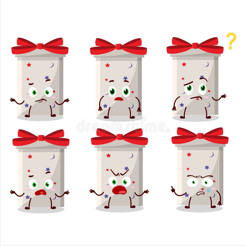 Cartoon Character of White Long Gift Box with What Expression Stock ...