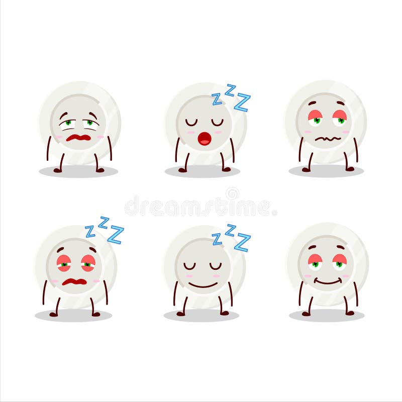 Cartoon Character of White Plate with Sleepy Expression Stock Vector ...