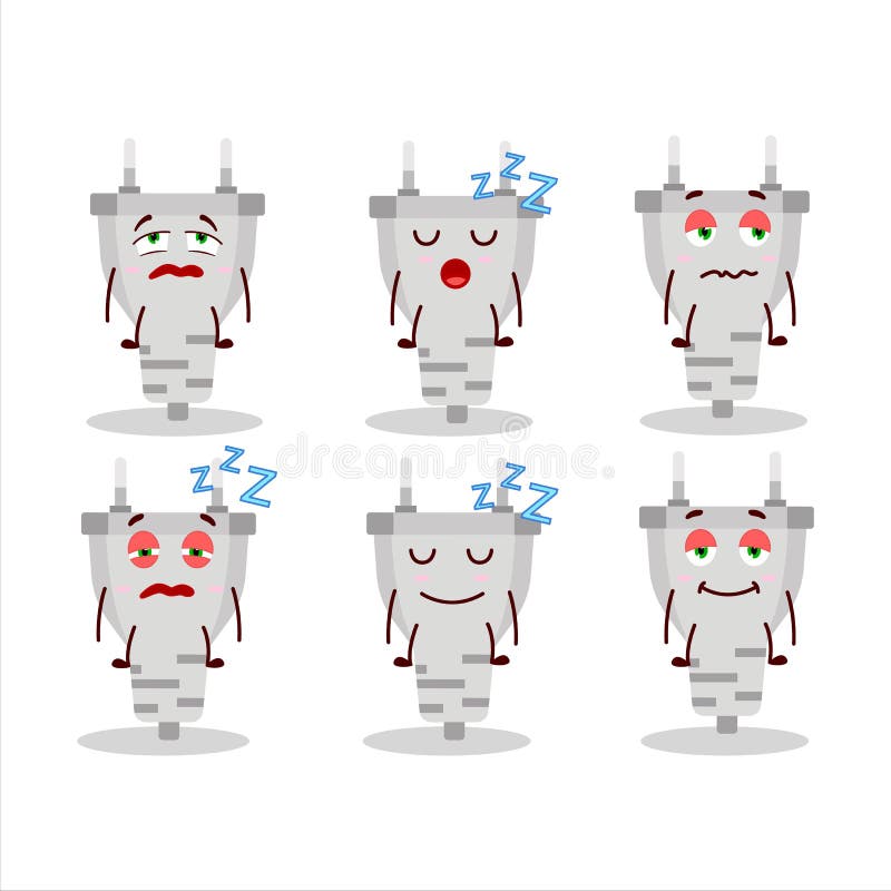 Cartoon Character of White Plug with Sleepy Expression Stock Vector ...