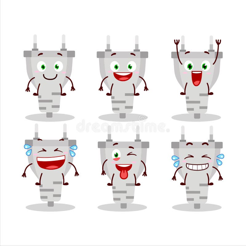 Cartoon Character of White Plug with Smile Expression Stock Vector ...