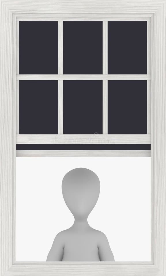 Cartoon Character with Window Stock Illustration - Illustration of view ...