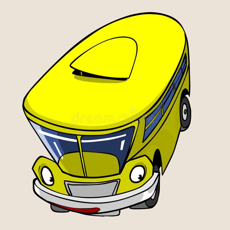 Cartoon Character Yellow Bus Fun Jump Stock Vector - Illustration of ...