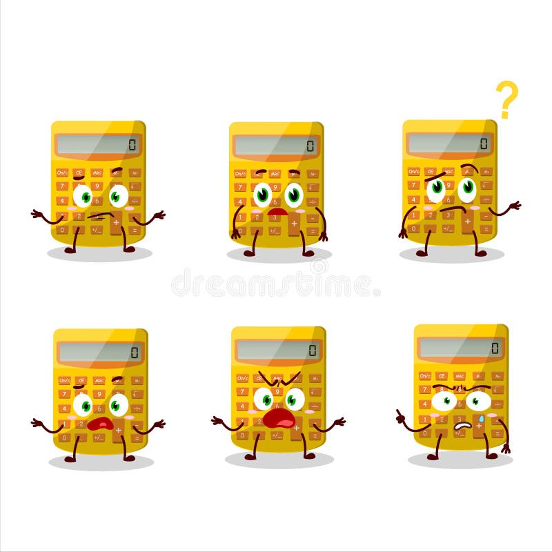 Cartoon Character of Yellow Calculator with What Expression Stock ...