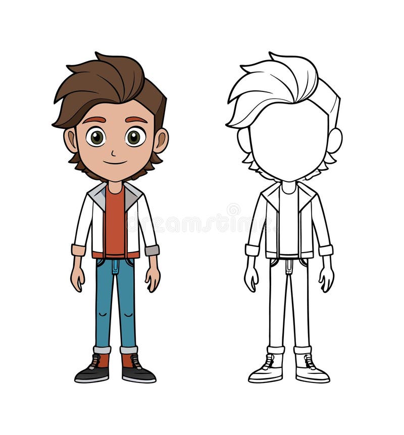 Cartoon Character of a Young Man Standing Smiling Stock Vector ...