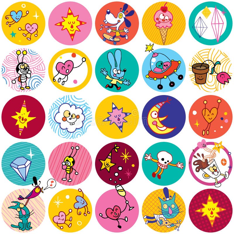 Cartoon characters circles stock vector. Illustration of elements ...
