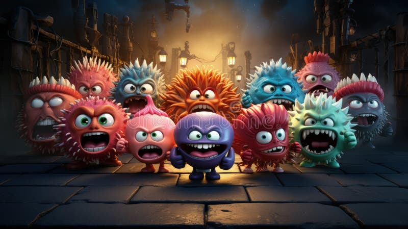 Cartoon Characters Cute, Funny Evil Viruses, Whimsical and Infectious ...