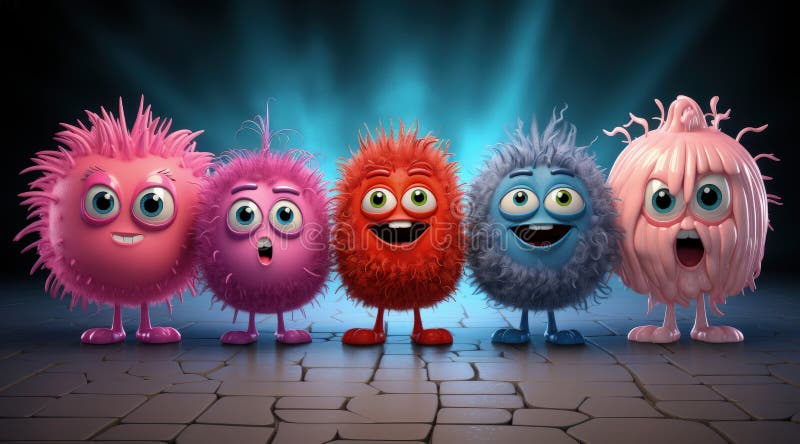 Cartoon Characters Cute, Funny Evil Viruses, Whimsical and Infectious ...