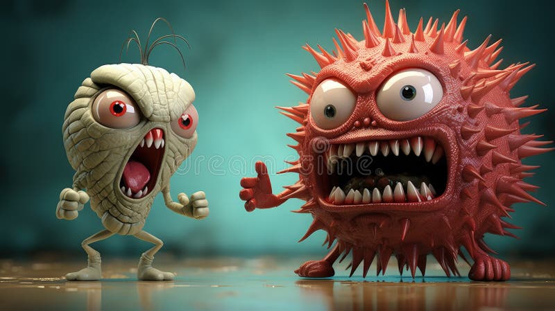 Cartoon Characters Cute, Funny Evil Viruses, Whimsical and Infectious ...