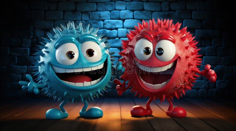 Cartoon Characters Cute, Funny Evil Viruses, Whimsical and Infectious ...