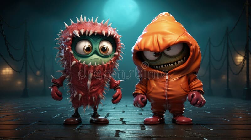 Cartoon Characters Cute, Funny Evil Viruses, Whimsical and Infectious ...