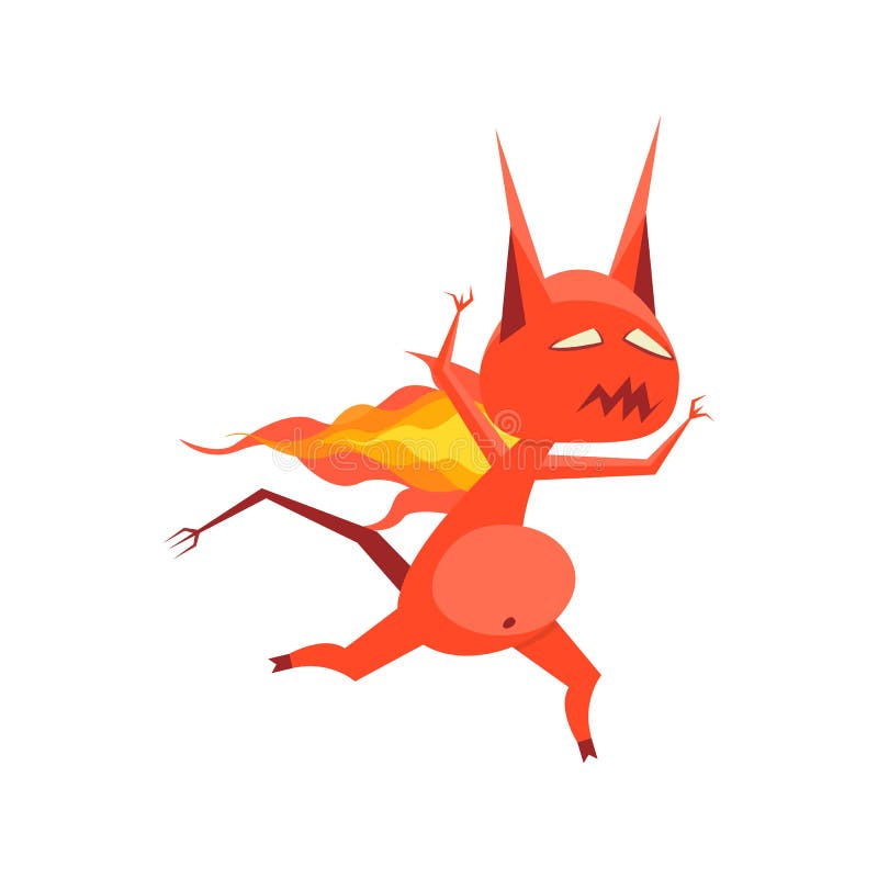 Cartoon Character Cute Running Devil on a White. Vector Stock Vector ...