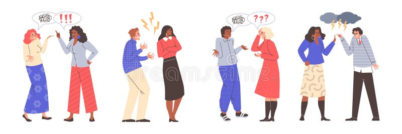 Cartoon Characters in Debate Vector Illustration Set Stock Vector ...