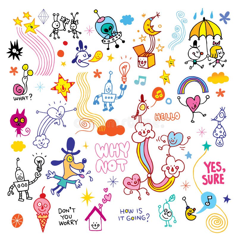 Cartoon Characters Design Elements Set Stock Vector - Illustration of ...