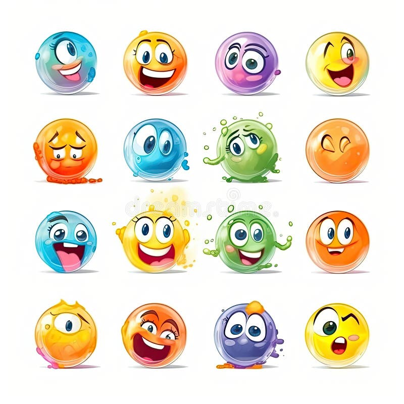 Cartoon Characters with Different Expressions, Generative AI Stock ...