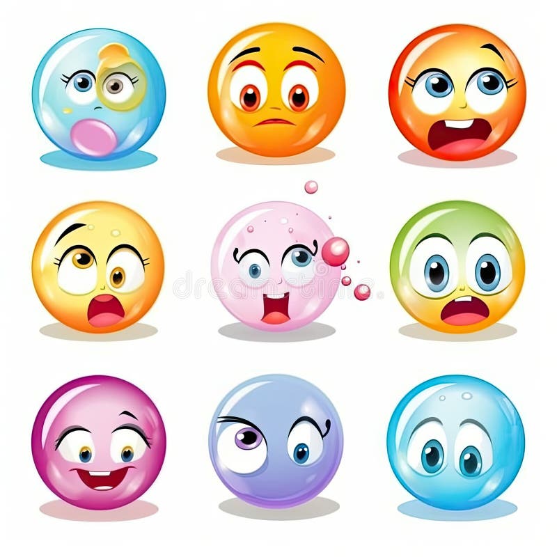 Cartoon Characters with Different Expressions, Generative AI Stock ...