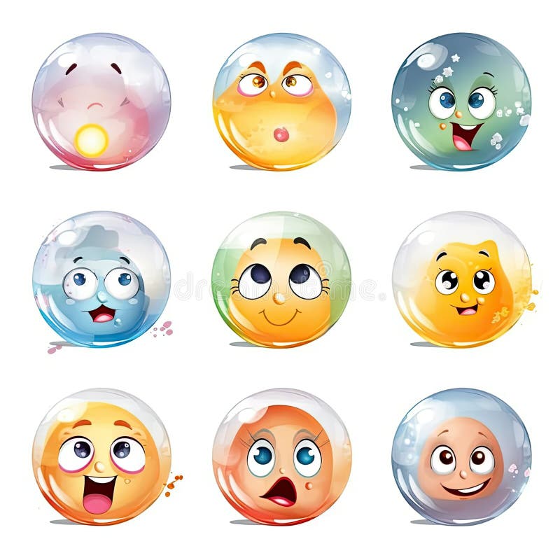 Cartoon Characters with Different Expressions, Generative AI Stock ...