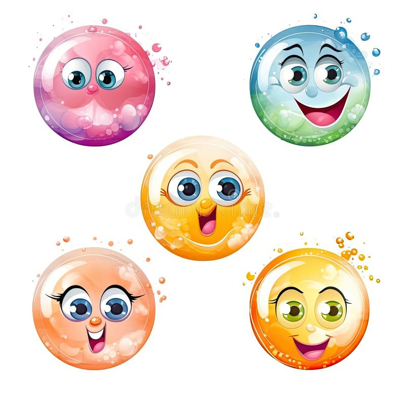 Cartoon Characters with Different Expressions, Generative AI Stock ...