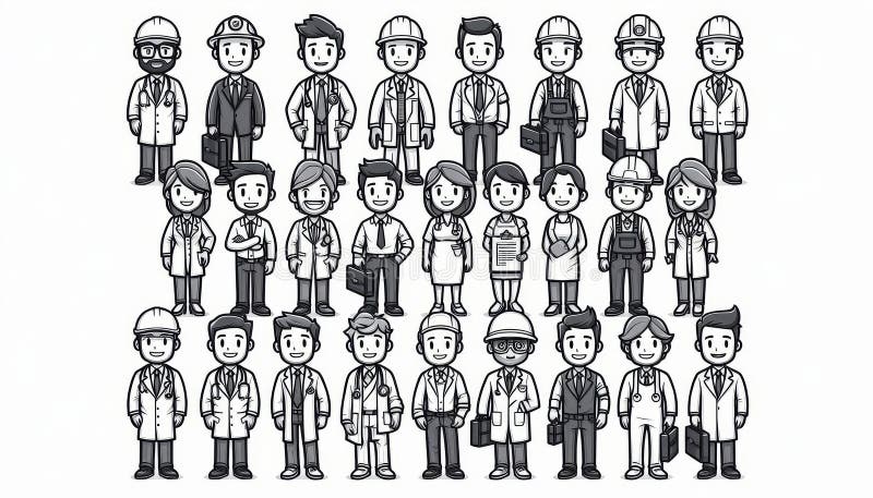 Cartoon Characters in Different Professional Outfits Stock Photo ...