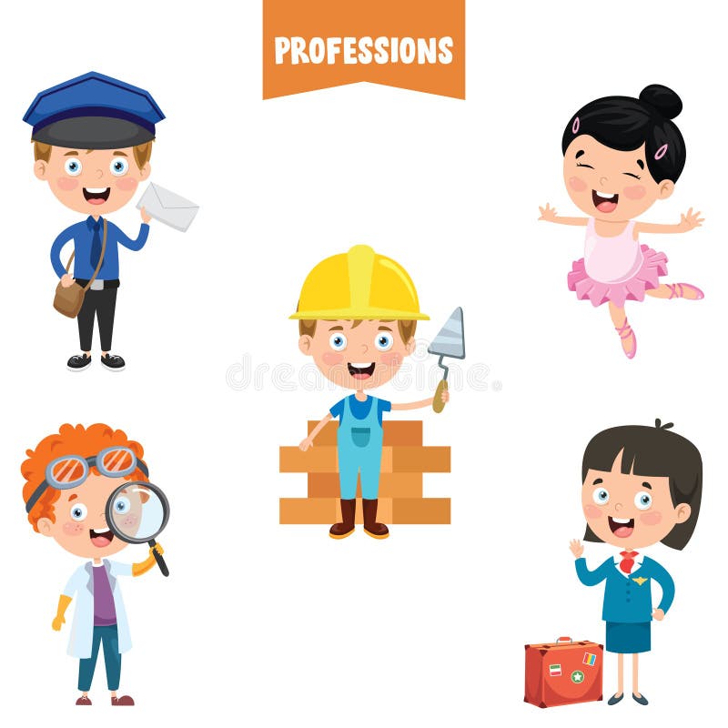 Cartoon Characters of Different Professions Stock Vector - Illustration ...