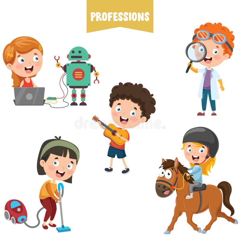 Cartoon Characters of Different Professions Stock Vector - Illustration ...