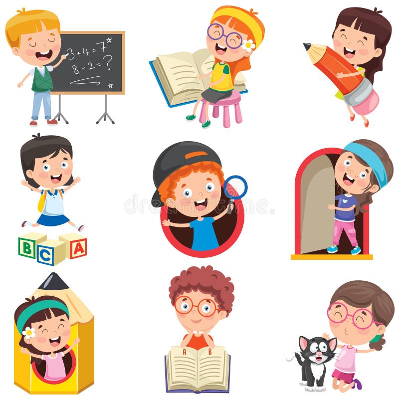 Cartoon Characters Doing Various Activities Stock Vector - Illustration ...