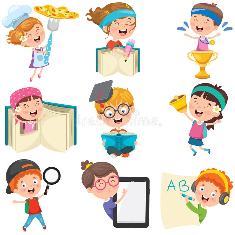 Cartoon Characters Doing Various Activities Stock Vector - Illustration ...