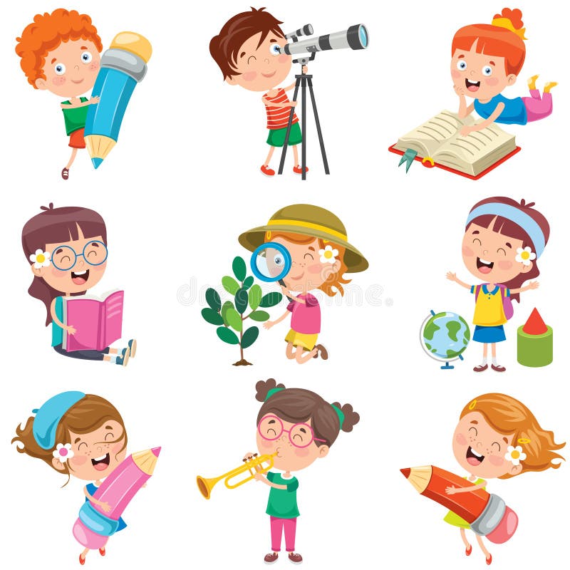 Cartoon Characters Doing Various Activities Stock Vector - Illustration ...