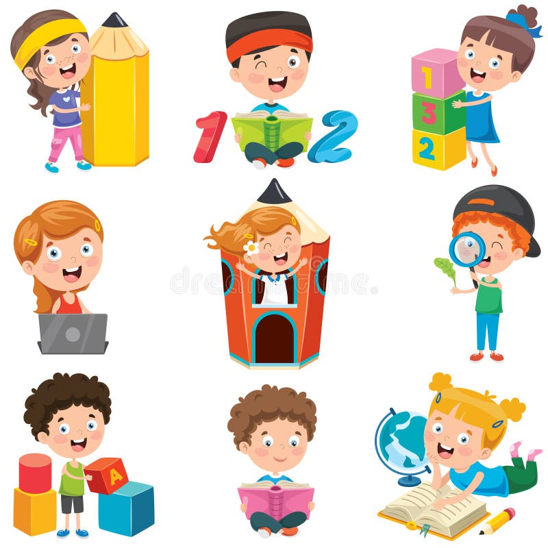 Cartoon Characters Doing Various Activities Stock Vector - Illustration ...