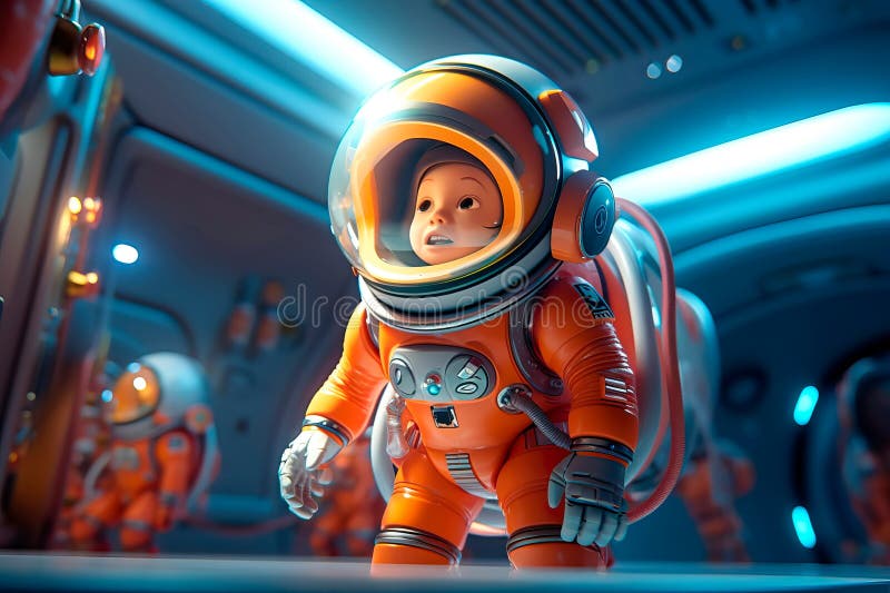 Cartoon Characters Embarking on an Exciting Space Journey Stock ...