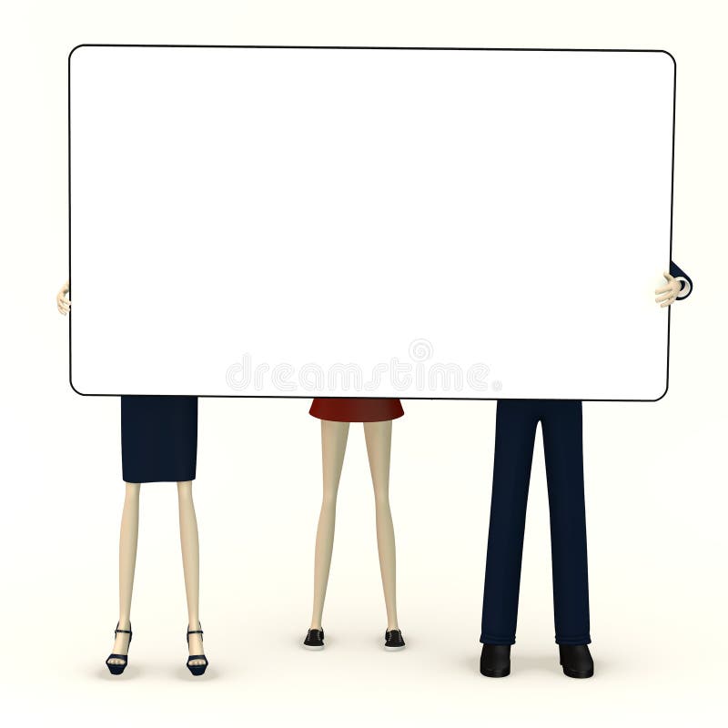 Cartoon Characters with Empty Board Stock Illustration - Illustration ...