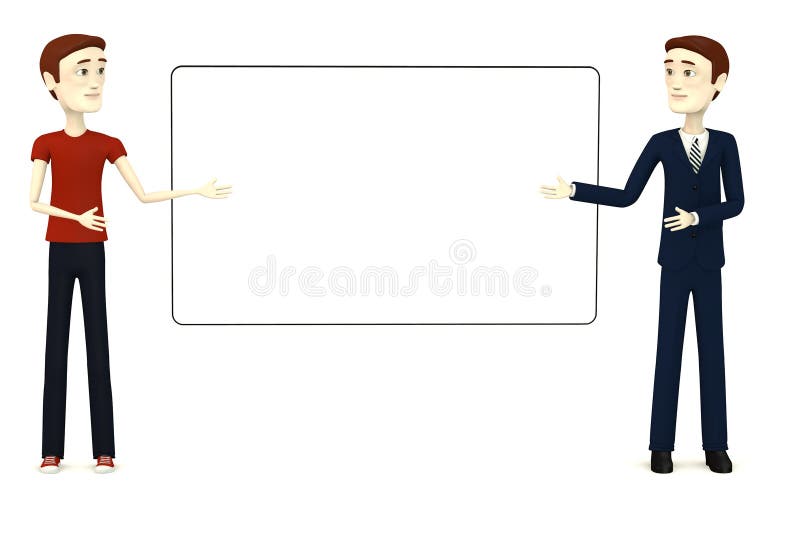 Cartoon Characters with Empty Board Stock Illustration - Illustration ...