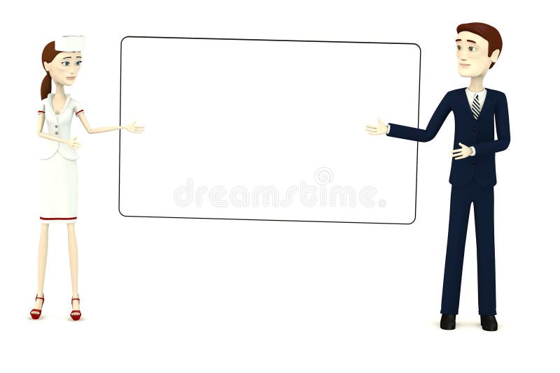 Cartoon Characters with Empty Board Stock Illustration - Illustration ...