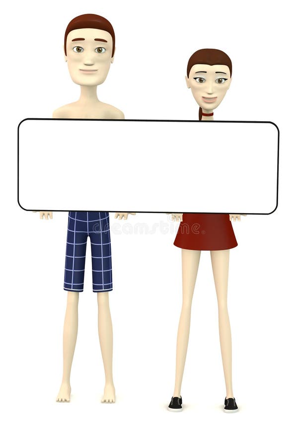 Cartoon Characters with Empty Board Stock Illustration - Illustration ...