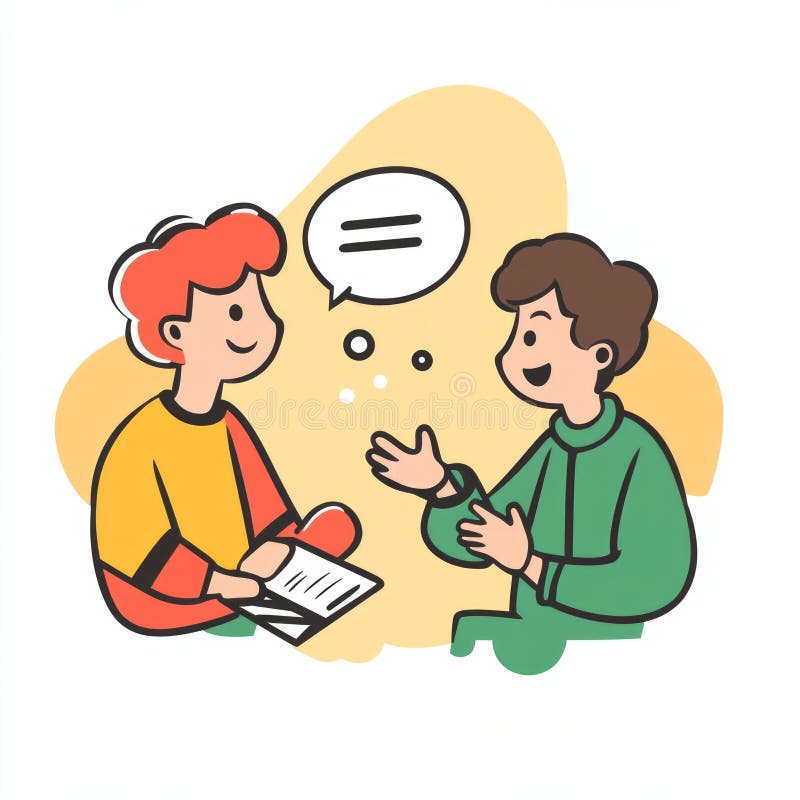 Cartoon Characters Engaging in Friendly Conversation with Speech Bubble ...