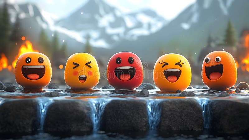 Cartoon Characters Expressing Emotions through Engaging Activity Stock ...