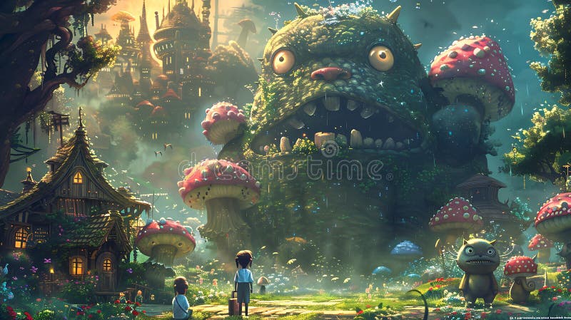 Cartoon Characters in a Fantasy Kingdom Stock Illustration ...
