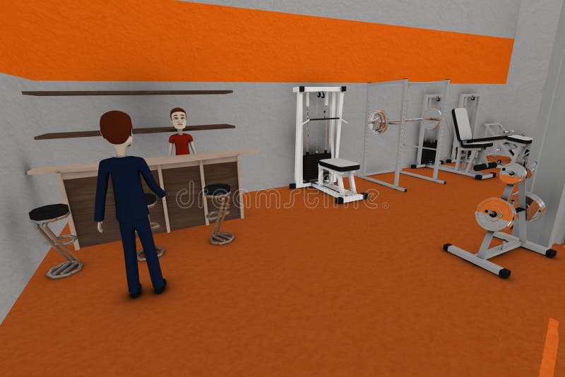 Cartoon characters in gym4 stock illustration. Illustration of people ...