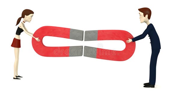 Cartoon Characters with Magnet Stock Illustration - Illustration of ...