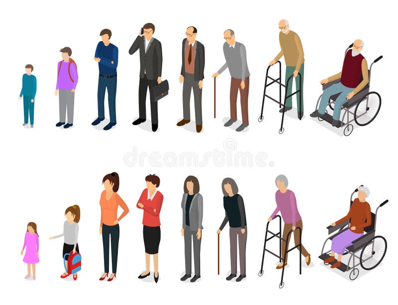 Cartoon Characters People Different Generations Set 3d Isometric View ... Cartoon Characters People Different Generations Set 3d Isometric View ...