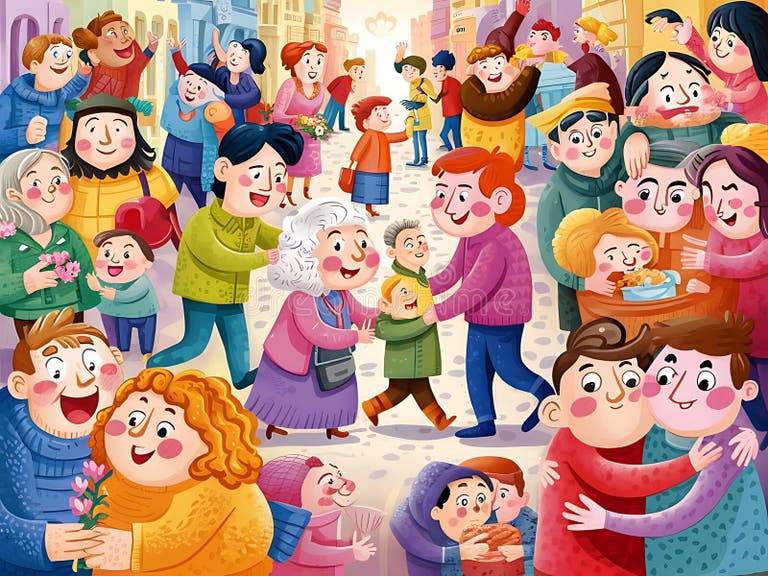 Cartoon Characters Performing Random Acts of Kindness Stock ...