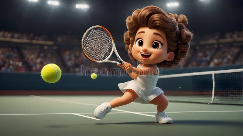 Cartoon Characters Playing Tennis Game Stock Illustration ...
