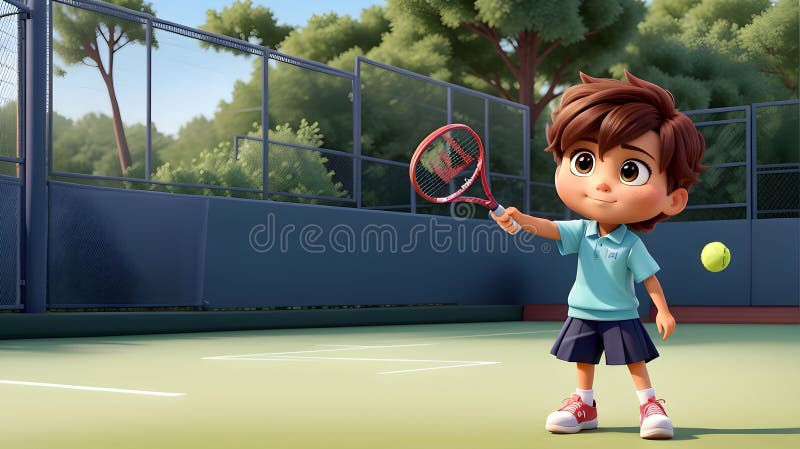 Cartoon Characters Playing Tennis Game Stock Illustration ...
