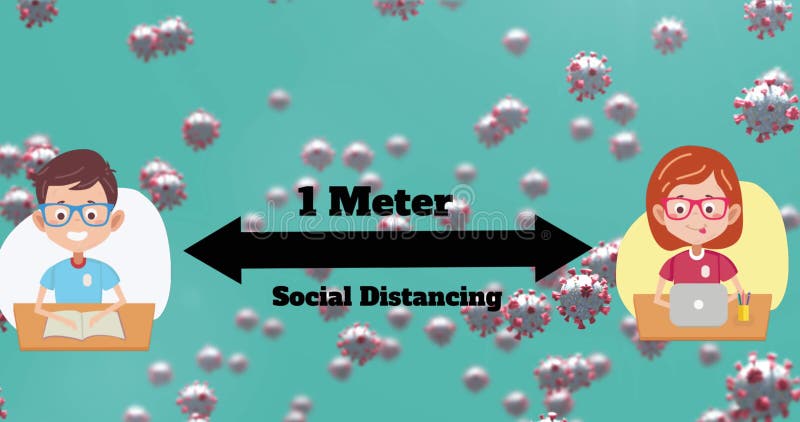 Cartoon Characters Practicing Social Distancing, Studying and Working ...
