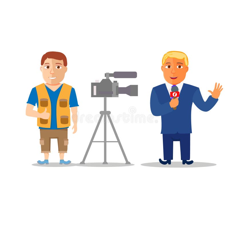 Cartoon Cameraman with Camera Stock Vector - Illustration of stand ...