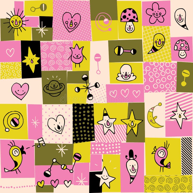 Cartoon Characters Seamless Pattern Stock Vector - Illustration of ...