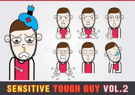 Cartoon Characters. Sensitive Tough Guy Stock Vector - Illustration of ...