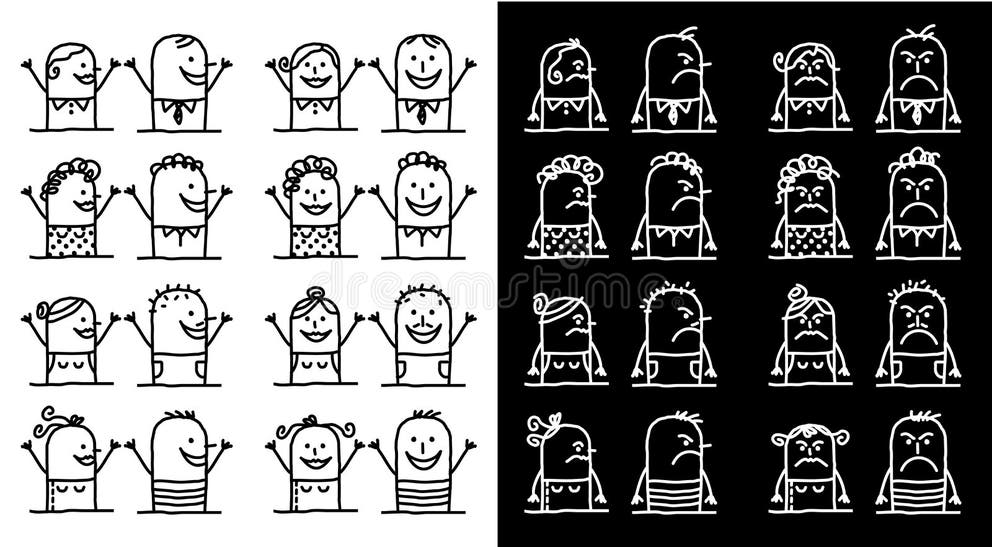 Cartoon Characters Set - Positive and Negative People Stock Vector ...