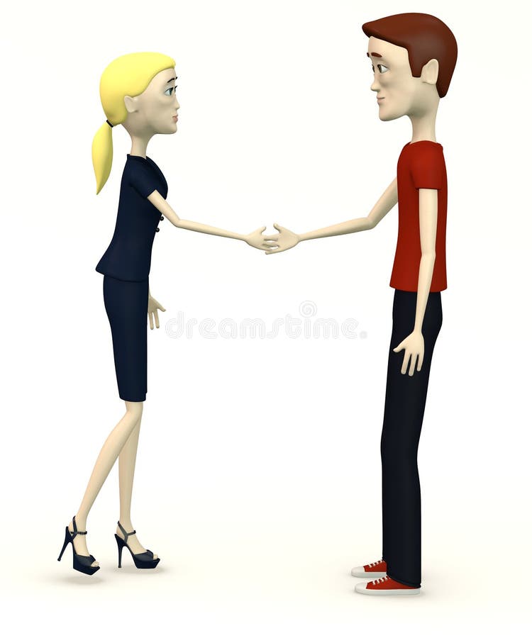 Cartoon Characters Shaking Hands Stock Illustration - Illustration of ...