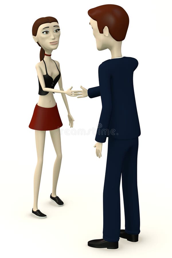 Cartoon Characters Shaking Hands Stock Illustration - Illustration of ...